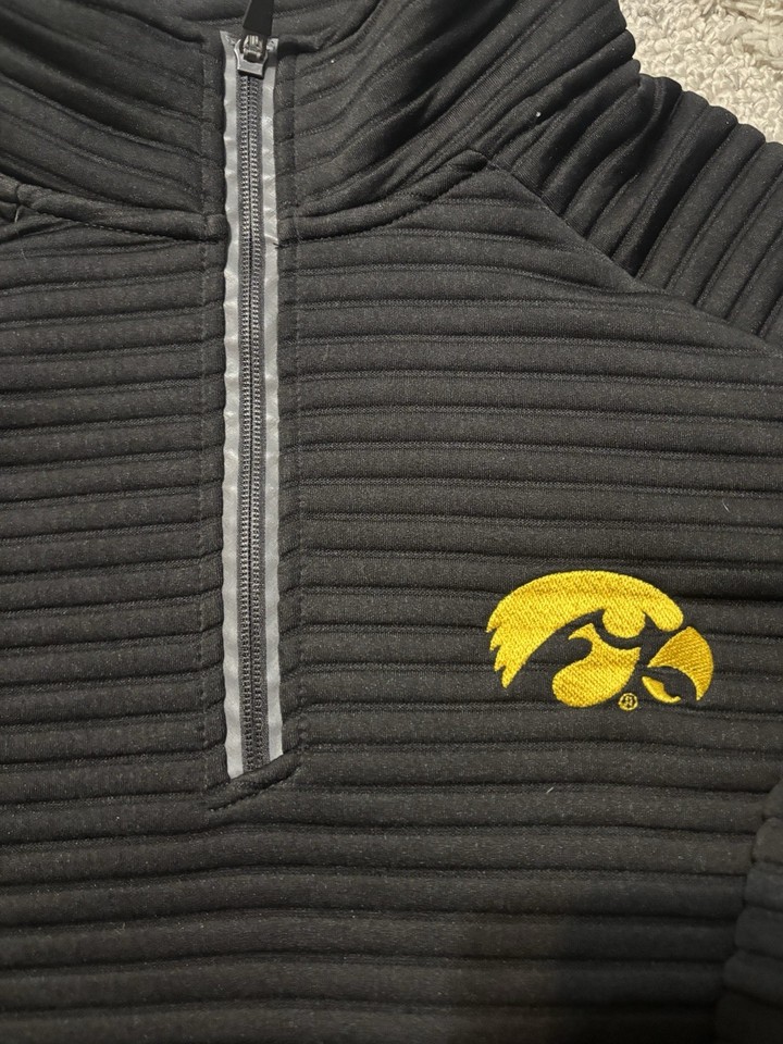 Spyder Men’s Medium Iowa Hawkeyes 1/4 Zip Pullover Black With Ribbed ...