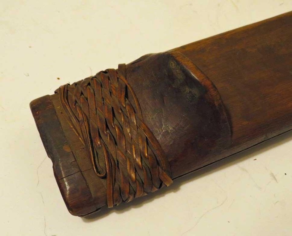 c.1930s–40s Philippine Hand-Carved Wood & Rattan Scabbardfor Bolo ...