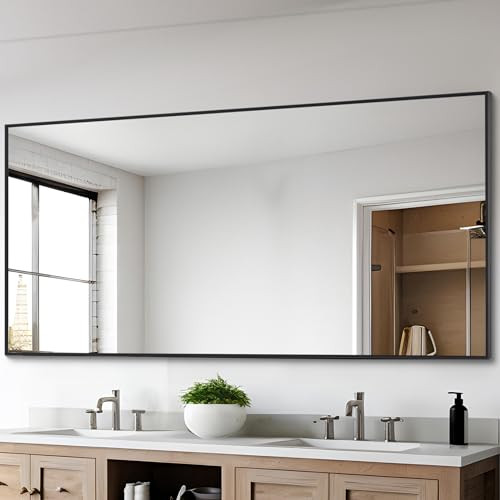 Black Bathroom Mirror for Wall, 30x60 Inch Rectangle Mirrors with Metal ...