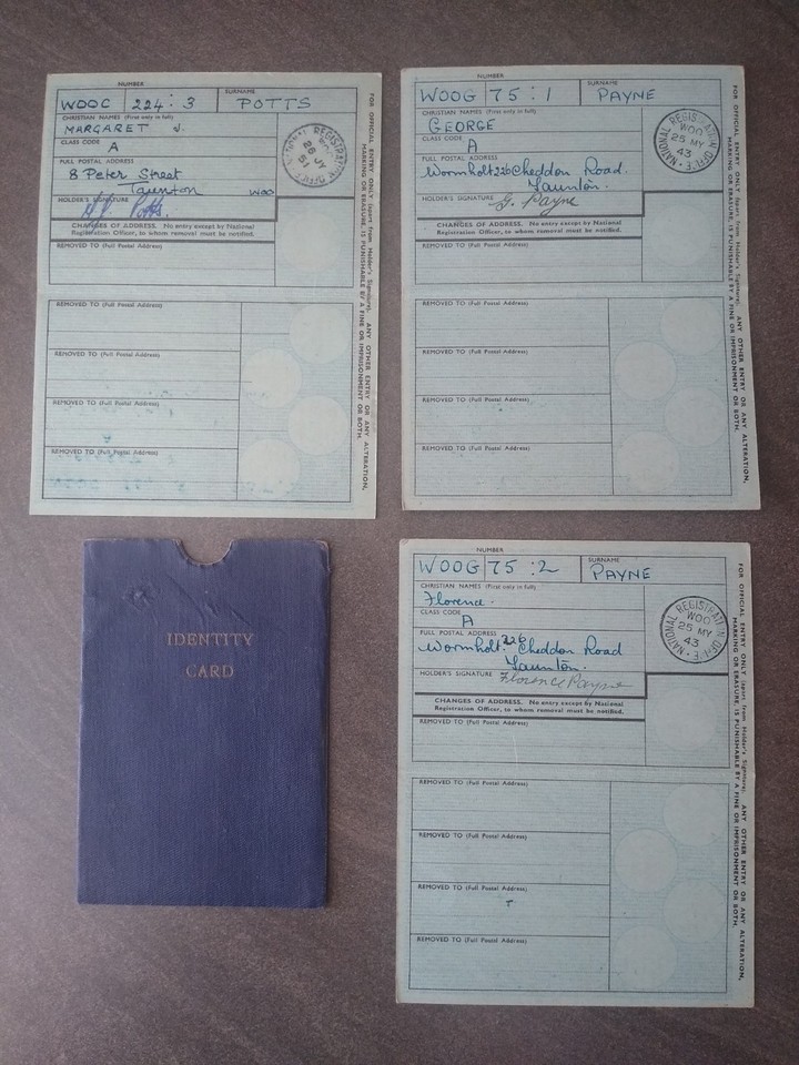 WW2 NATIONAL REGISTRATION IDENTITY CARDS, 1951 TELEGRAMS, 1960's ...