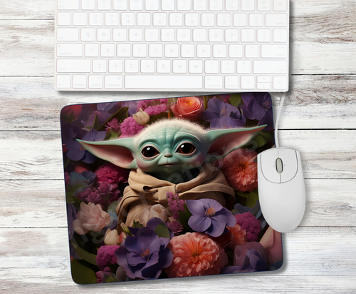 Star Wars Baby Yoda Grogu Floral Orange Purple Mouse Pad Office ...