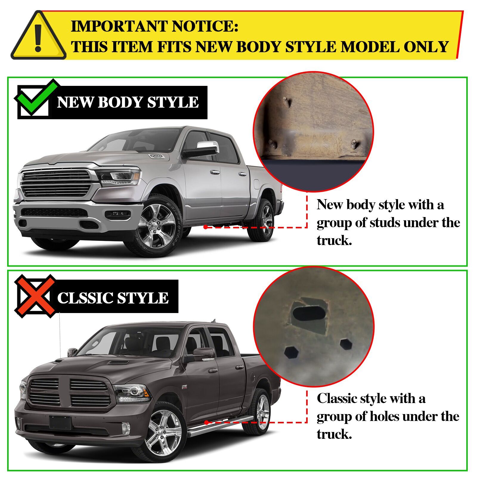 Side Step For 2019-2025 Dodge Ram 1500 Crew Cab New Body 6" Running ...