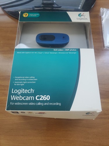 Logitech C260 Blue - Webcam Video Calling Recording Zoom - Open Box | eBay