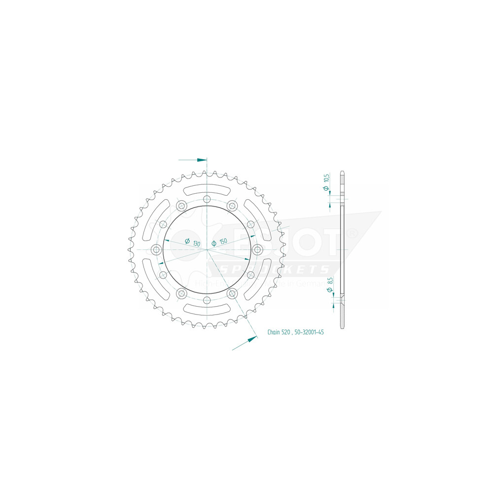 Sprocket Rear 520-45T Ultralight Steel Blue for YAMAHA WR 250 R 2011 ...