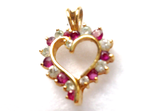 Sterling silver alternate clear & dark pink stones heart pendant | eBay