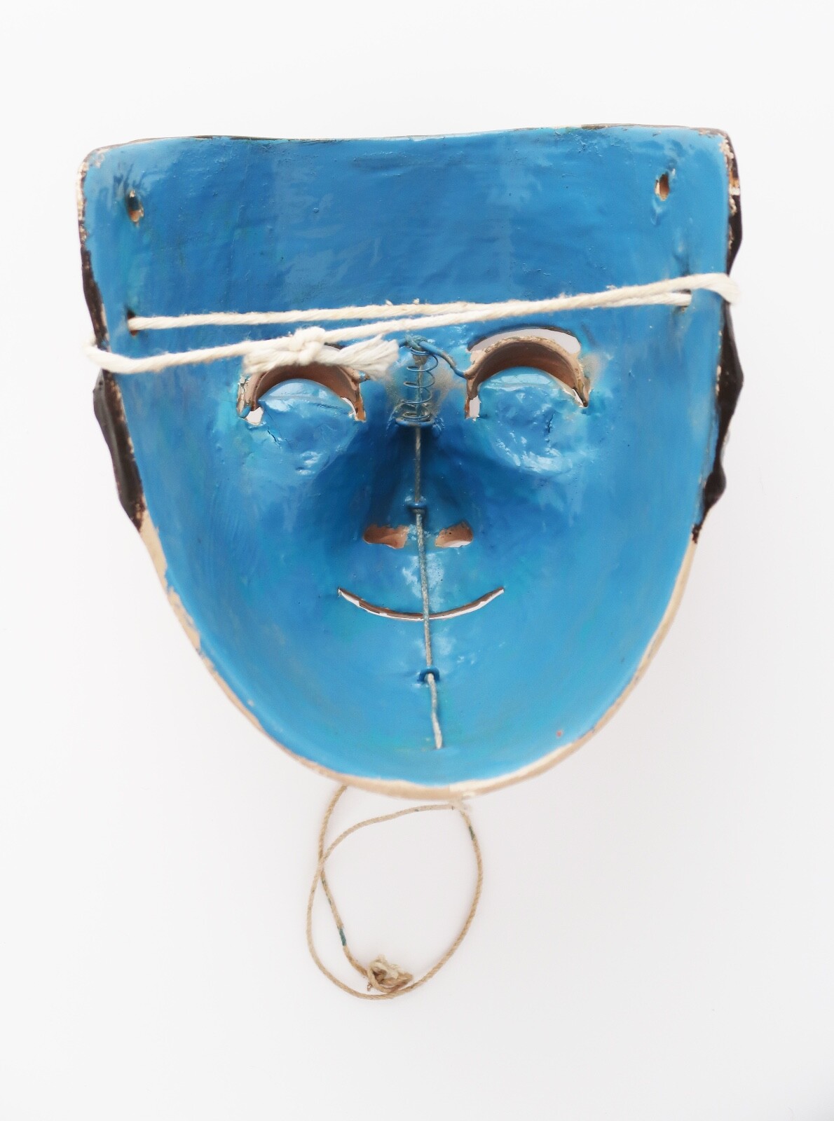 Mexican Folk Art Catrine Dandy Mask w/ Glass Eyes Moving Eyelids Gold ...