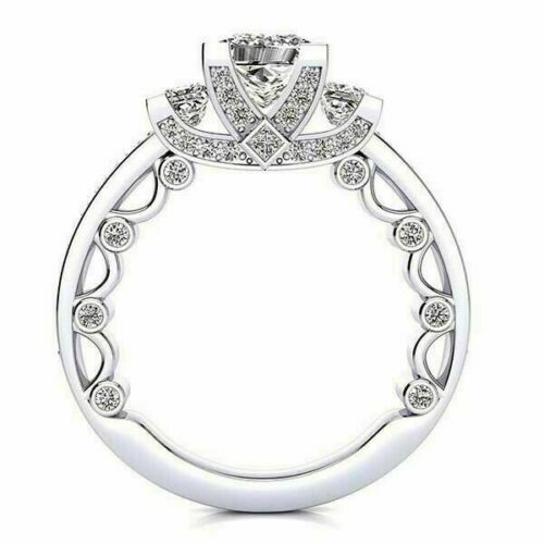 2.40 CT White Princess CZ 3 Stone Engagement Ring Solid 925 Sterling ...