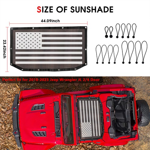 US Flag Mesh Sunshade Soft Top Cover UV Protection For Jeep Wrangler JL ...