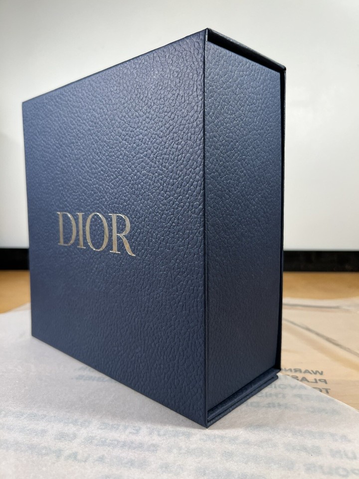 Medium-size Square Dior Gift Box in Textured Navy Blue with Dior Text ...