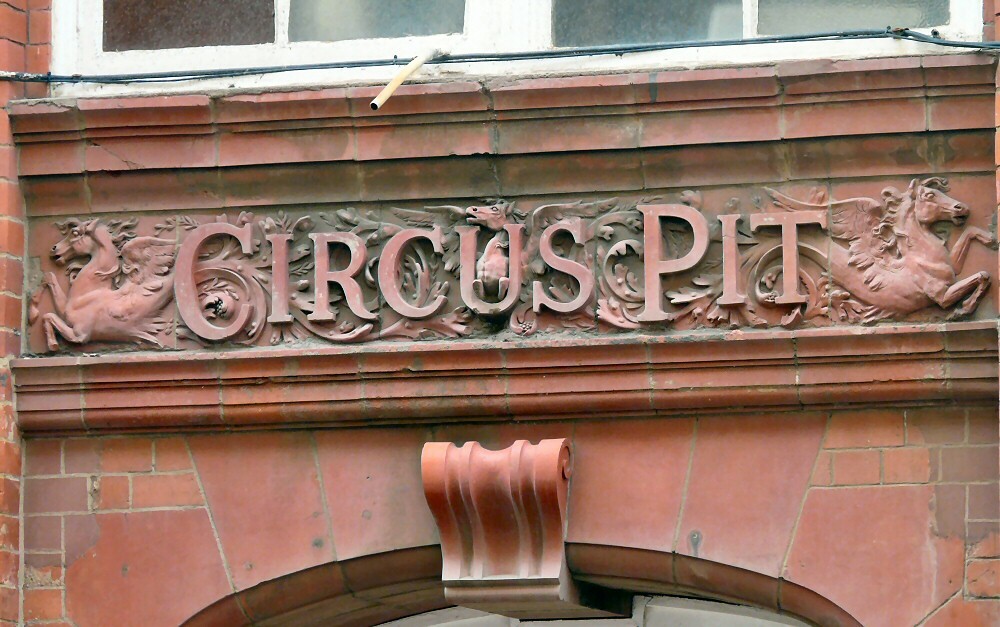 Photo 6x4 Circus Pit Blackpool Name detail above one of the old ...