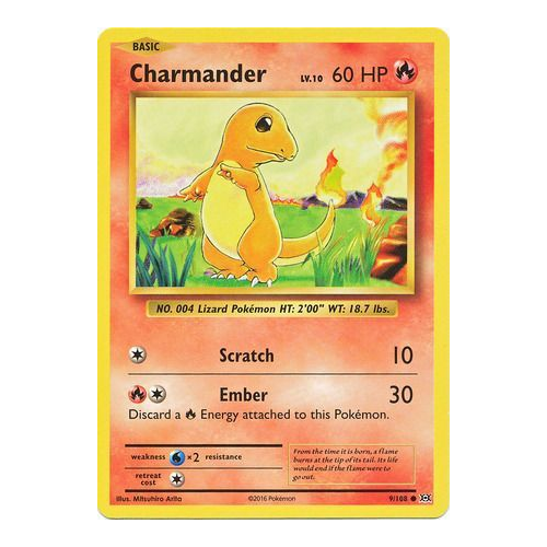 Charmander 9/108 XY Evolutions Base Set Vintage Pokemon Card TCG Pack ...