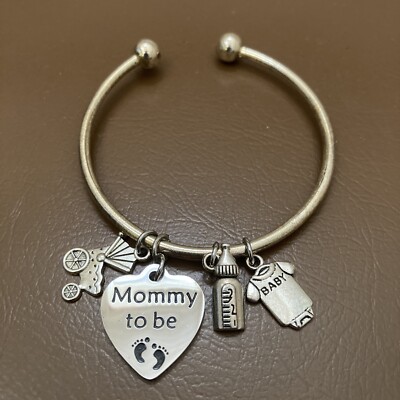“Mommy To Be” Charm Bracelet, Pregnancy, Gift, Baby Shower-Excellent ...