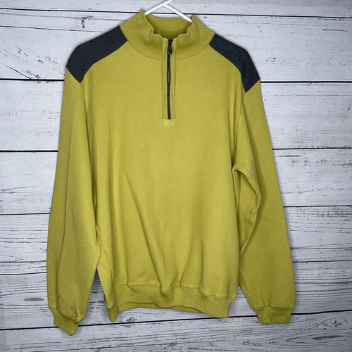 St Croix Sweater Mens Large 1/4 Zip Pullover Lemon Cotton Microfiber ...