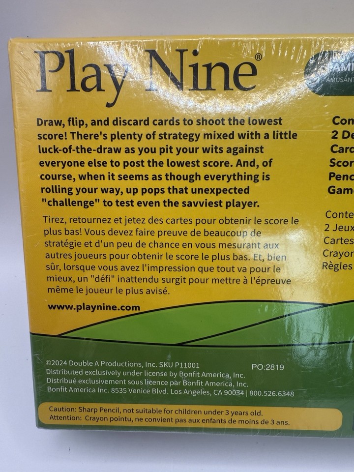 PLAY NINE 9 THE CARD GAME OF GOLF 2-6 PLAYERS FAMILY FUN BRAND NEW ...