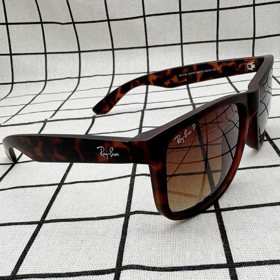 Ray-Ban JUSTIN Rubber Gray-Brown RB4165 54mm Sunglasses Matte Tortoise ...