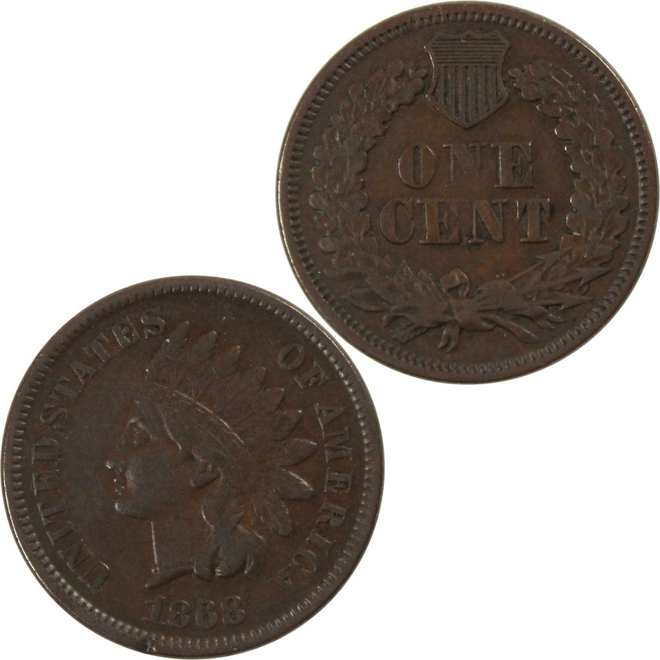 1868 Indian Head Cent VF Very Fine Penny 1c Coin SKU:I13885 | eBay