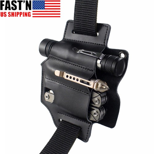 Multitool Sheath Holster Leather MOLLE EDC Knife Flashlight Organizer ...