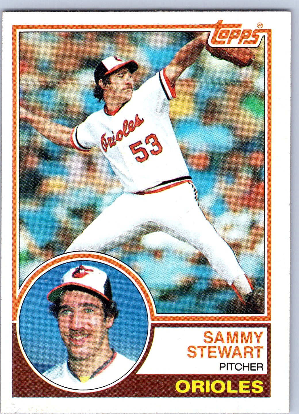 1983 Topps #347 Sammy Stewart Baltimore Orioles Vintage Baseball Card ...