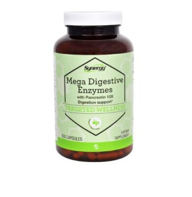 Synergy Mega Digestive Enzymes w/ Pancreatin 10X Digestion Support 300 ...