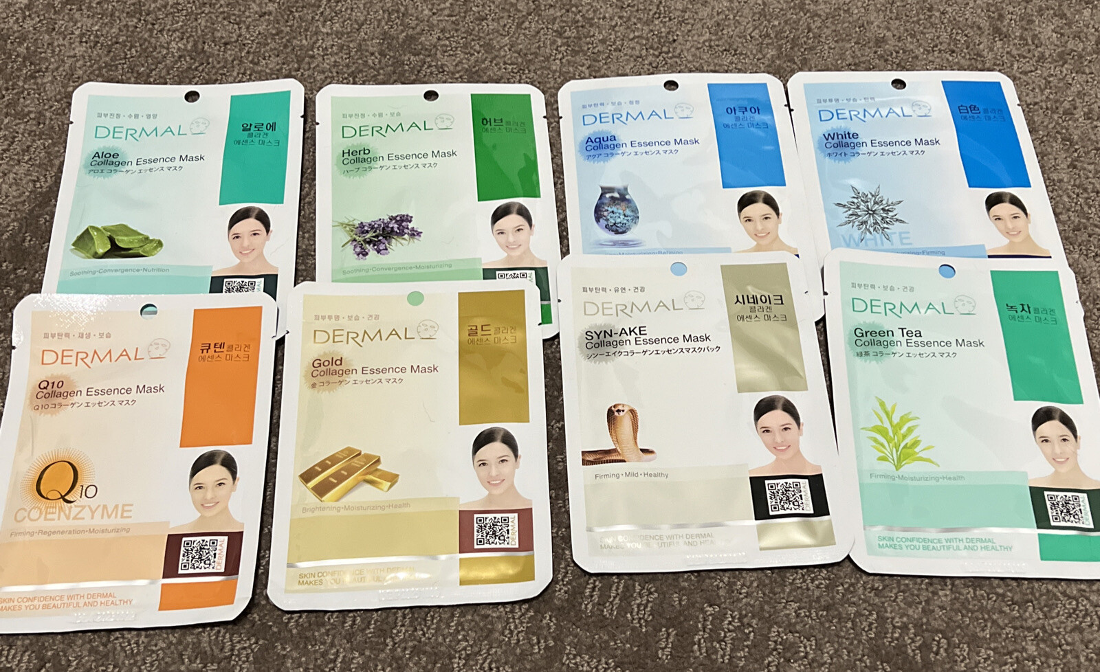 Dermal Korea Collagen Essence Full Face Facial Mask Sheet 16 Combo for ...