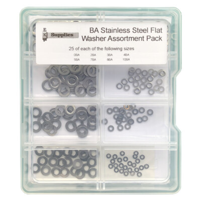 BA Stainless Steel Washer Assortment Pack - 0, 2, 3, 4, 5, 7, 8 and ...