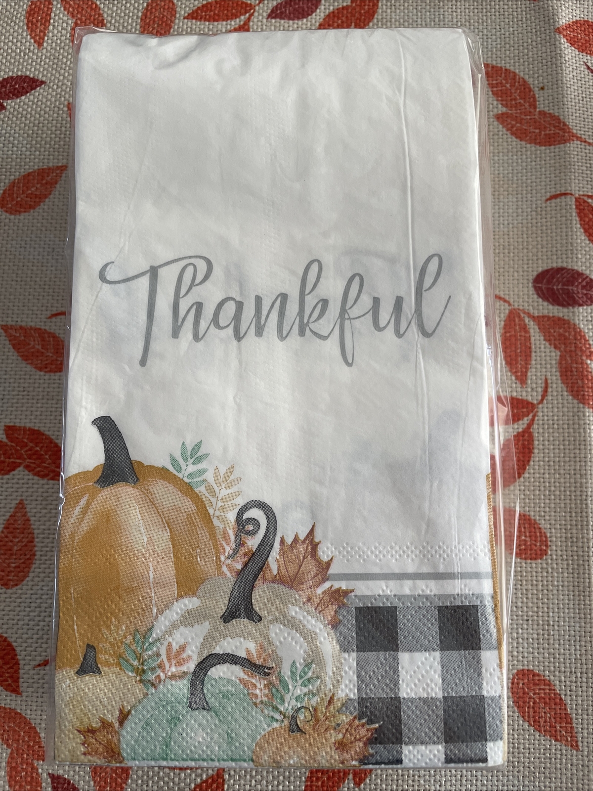 Guest Paper Towels Pumpkin Checkers Set of 40 Buffet Napkins by Blueink ...