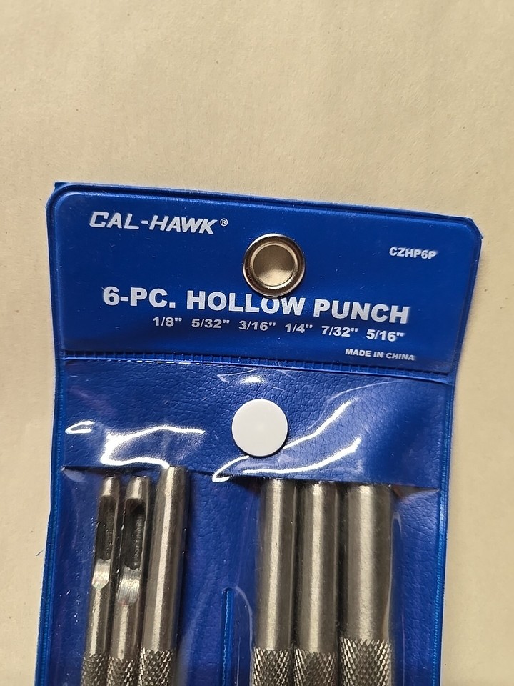 6pc Hollow Punch Set For LEATHER & PLASTIC, RUBBER, PAPER & CORK GASKET ...