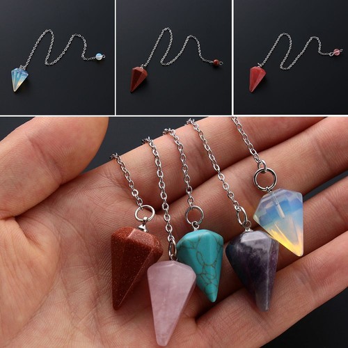 Rose Quartz Healing Crystal Reiki Pendulum Pendant Amulet Natural Stone ...