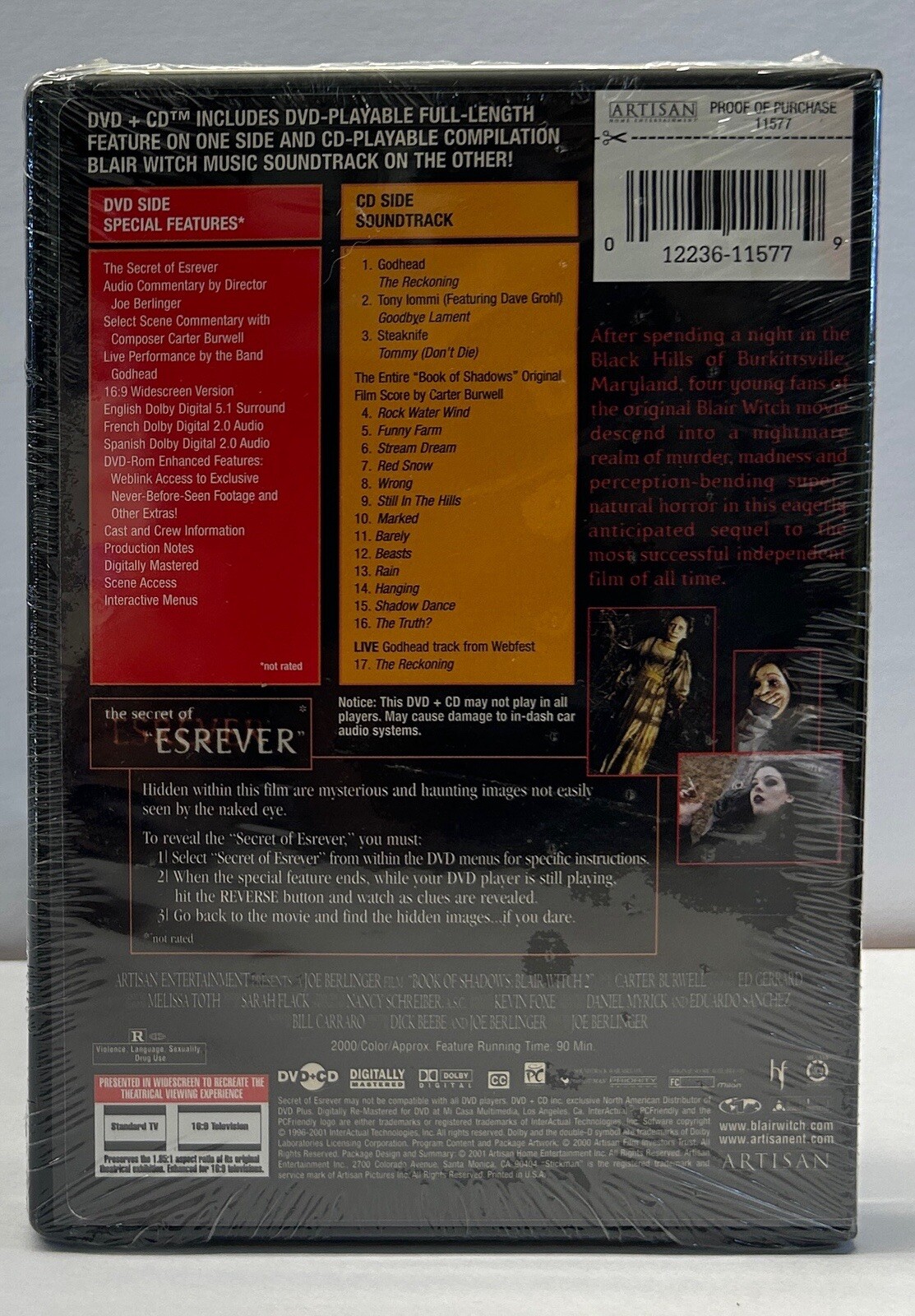 Book of Shadows: Blair Witch 2 (DVD, 2001, DVD-Video and CD Soundtrack ...