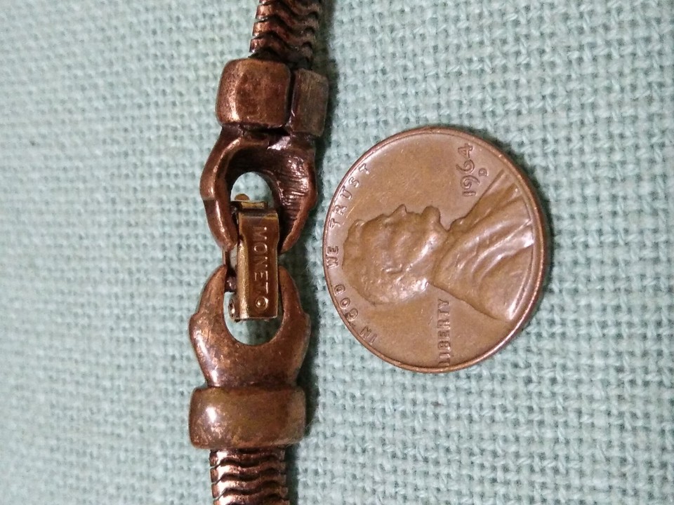 RARE STUNNING RUNWAY EGYPTIAN PYRAMID MONET 3 STRAND DRIP COPPER SNAKE ...