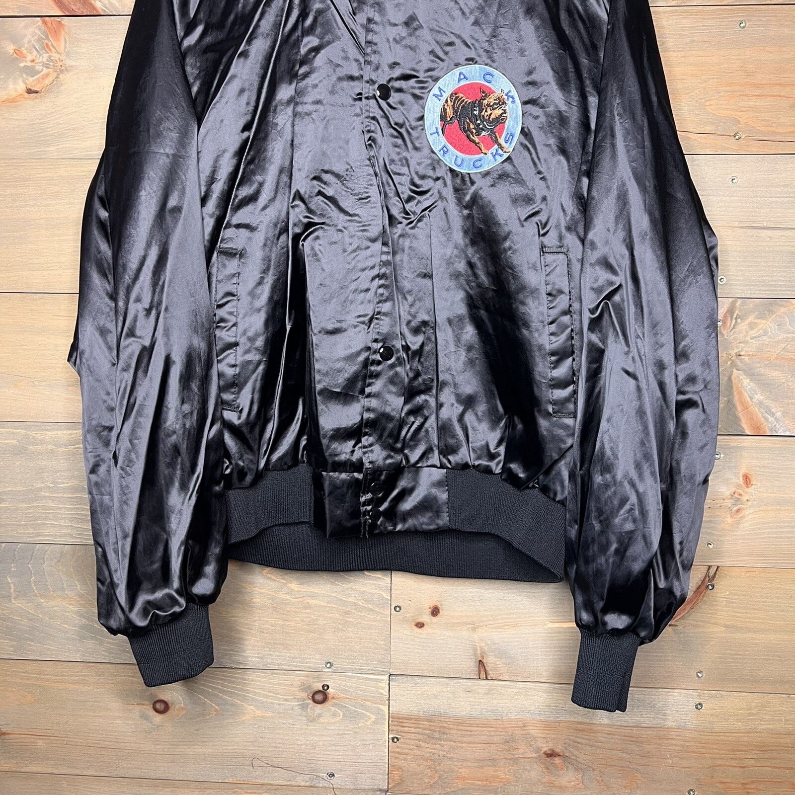 RARE Vintage Mack Trucks Satin Bomber Jacket Bulldog … - Gem