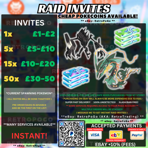 POKEMON GO RAID INVITE ANY POKEMON SHINY CHANCE! *TRUSTED SELLER 100% ...