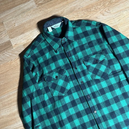 WOOLRICH Over Shirt Shacket Mens XL Vintage Buffalo Check Thick Wool ...