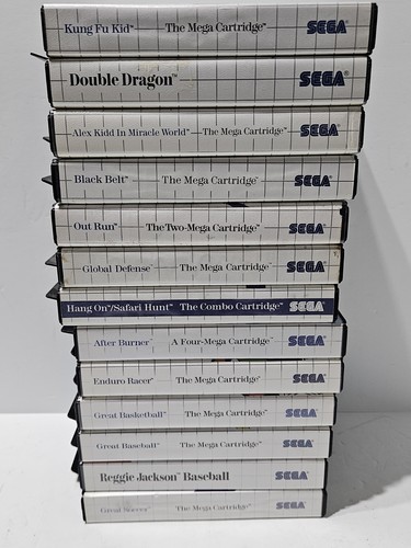 Sega Master Cartridge Game Lot Of 13 Double Dragon Alex Kid Sports ...