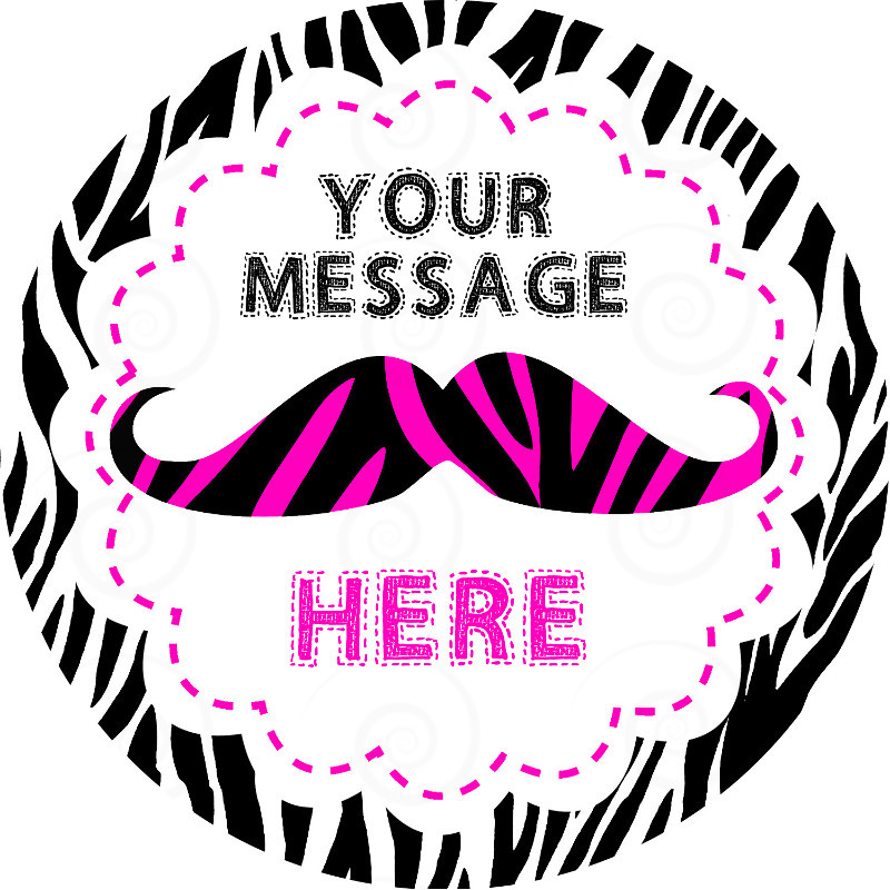 GIRLS PINK MUSTACHE ZEBRA Image Edible cake topper design | eBay