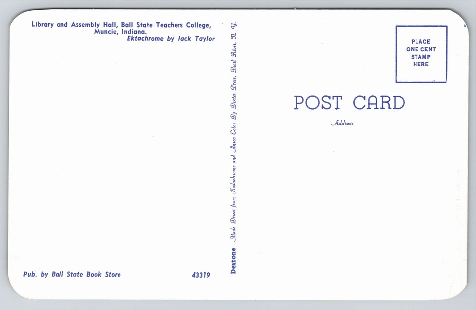 Muncie Indiana~Library & Assembly Hall @ Ball State Teachers College ...