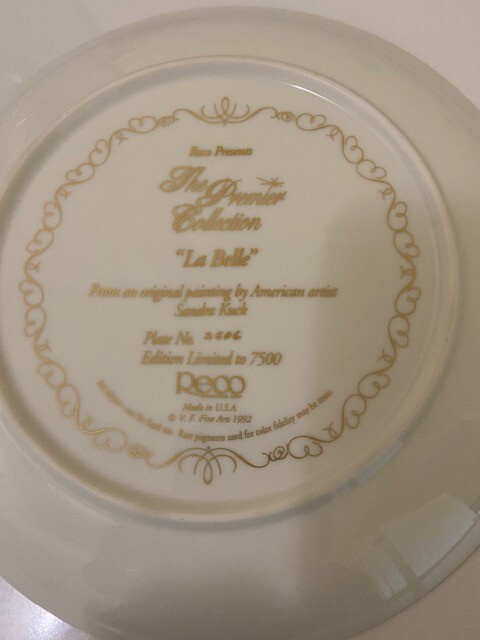 Vintage Plate- Sandra Kuck “La Belle” Reco Premier Coll With Box 1992 ...