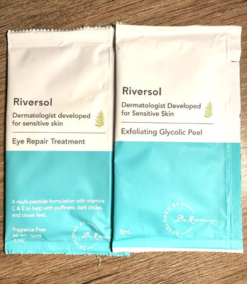 RIVERSOL Exfoliating Glycolic Peel (4% AHA) 5 mL & Eye Repair Treatment ...
