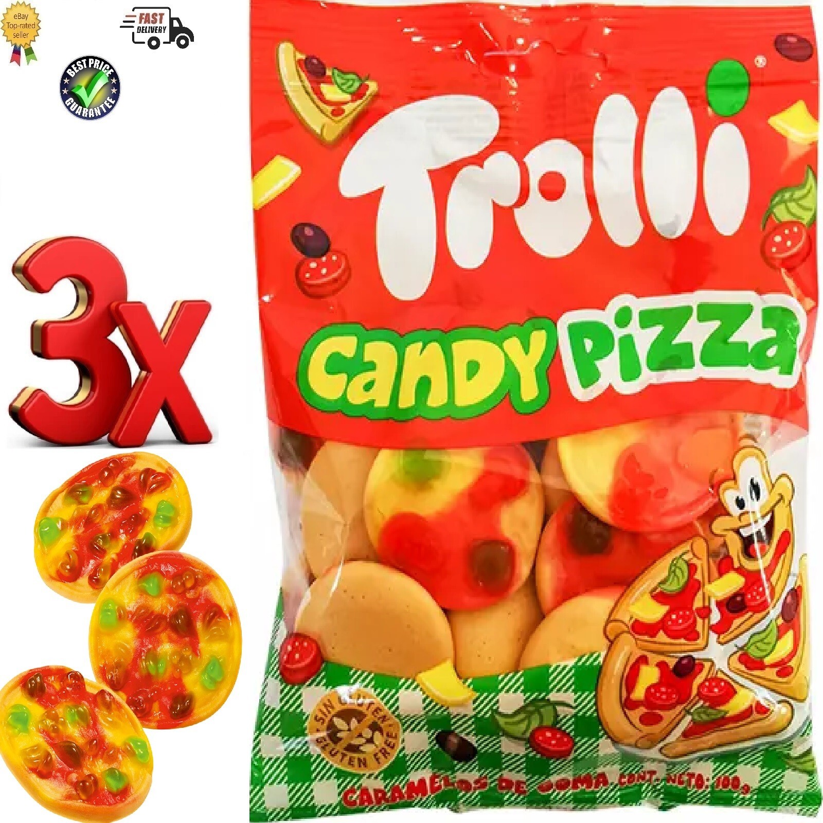 Trolli CANDY PIZZA Sweets Candy 3 x Bags Of 100gr / 3.53oz Each Bag | eBay
