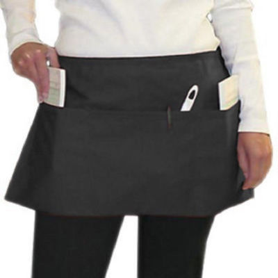 BLACK 4-POCKET RESTAURANT WAITRESS/WAITER APRONS BIB SIZE 23" x 12"W ...