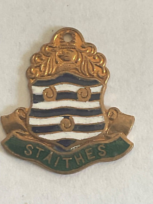 Vintage STAITHES Enamel Pendant Badge Charm Whitby Coat of Arms Gold ...