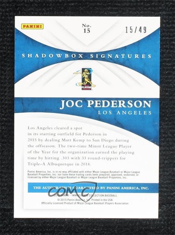 2015 Panini Immaculate Shadowbox Signatures /49 Joc Pederson #15 Rookie ...