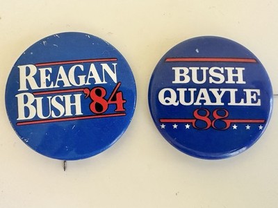 VTG Pair Republican Presidential Election Pins Regan/Bush ‘84 & Bush ...