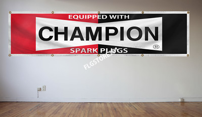 Champion Spark Plugs Flag Banner 2X8ft Garage Shop Man Cave Large ...