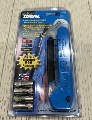 IDEAL 33-632 LINEAR X3 ADJUSTABLE F/BNC/RCA COMPRESSION TOOL W/4 ...
