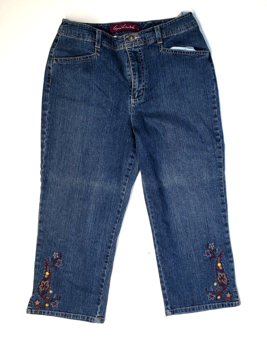 Gloria Vanderbilt Womens Embroidered Blue Capri Jeans… - Gem