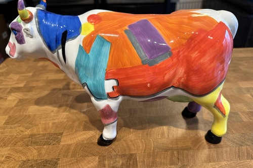 Vintage ceramic piggy bank, colorful cow bank, La Moola DeGraff | eBay