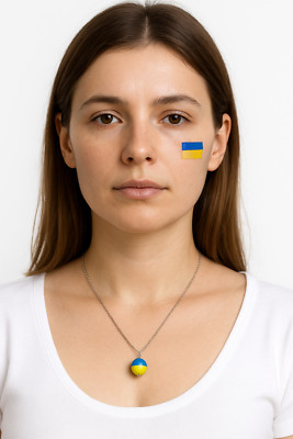 Ukraine Flag Necklace Blue Yellow Beaded Pendant Choker Ukrainian ...