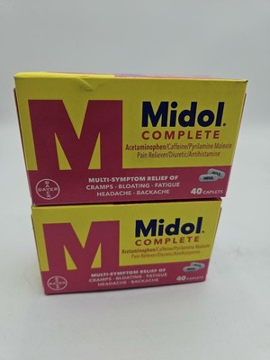 Midol Complete Maximum Strength Pain Reliever Caplets 40 ea (Pack of 2 ...