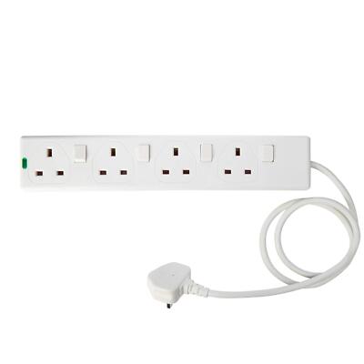 4-Way Plug Extension Socket Lead Individually Switched Home Indoor ...